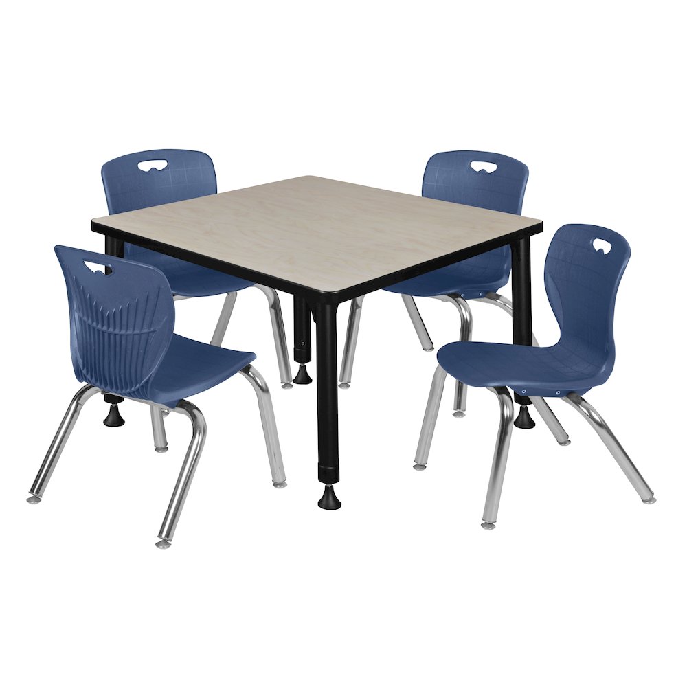 Regency Kee 30" Square Height Adjustable Classroom Table - Maple & 4 ...