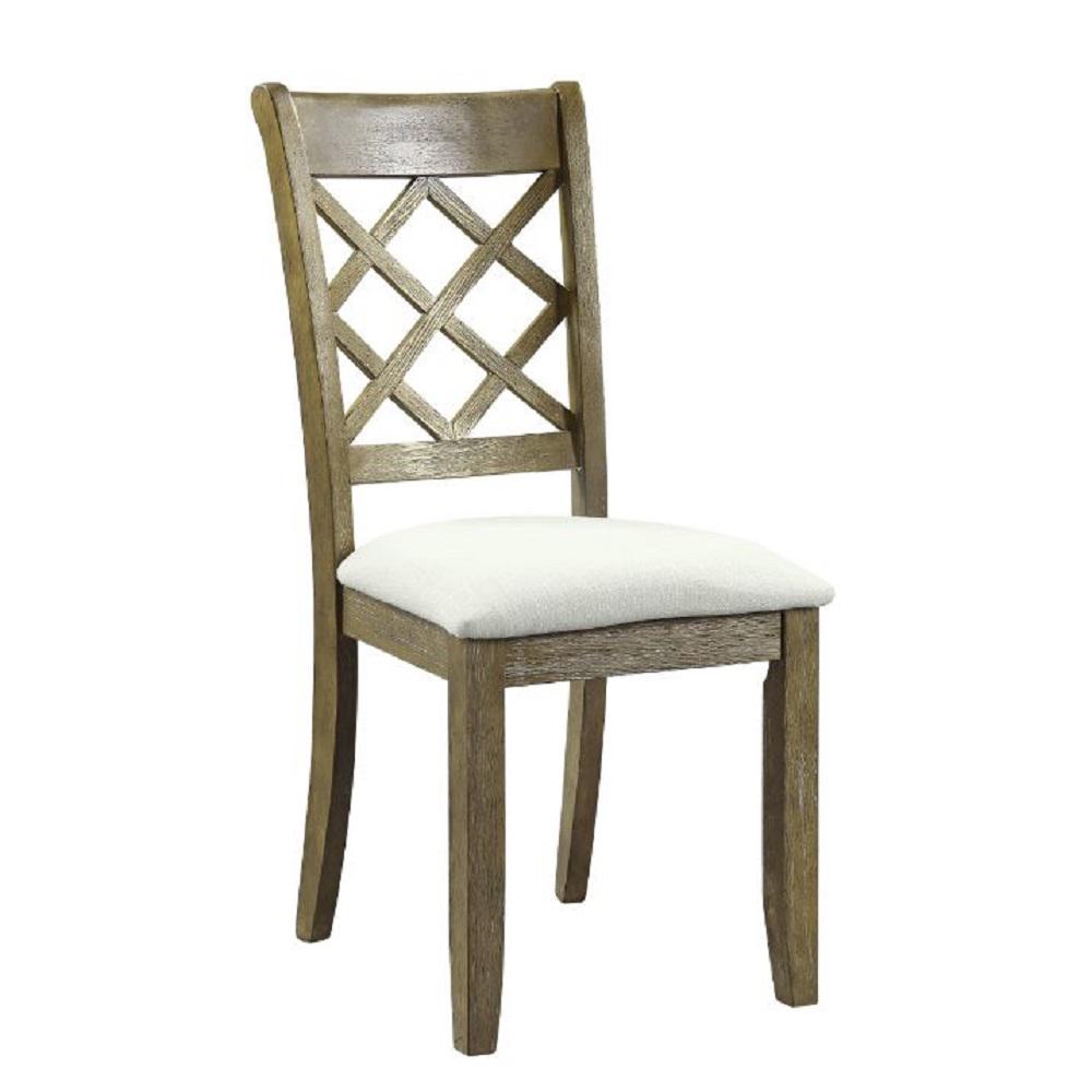 Acme Karsen Wooden Upholstered Side Chair (Set-2) in Beige Linen and ...