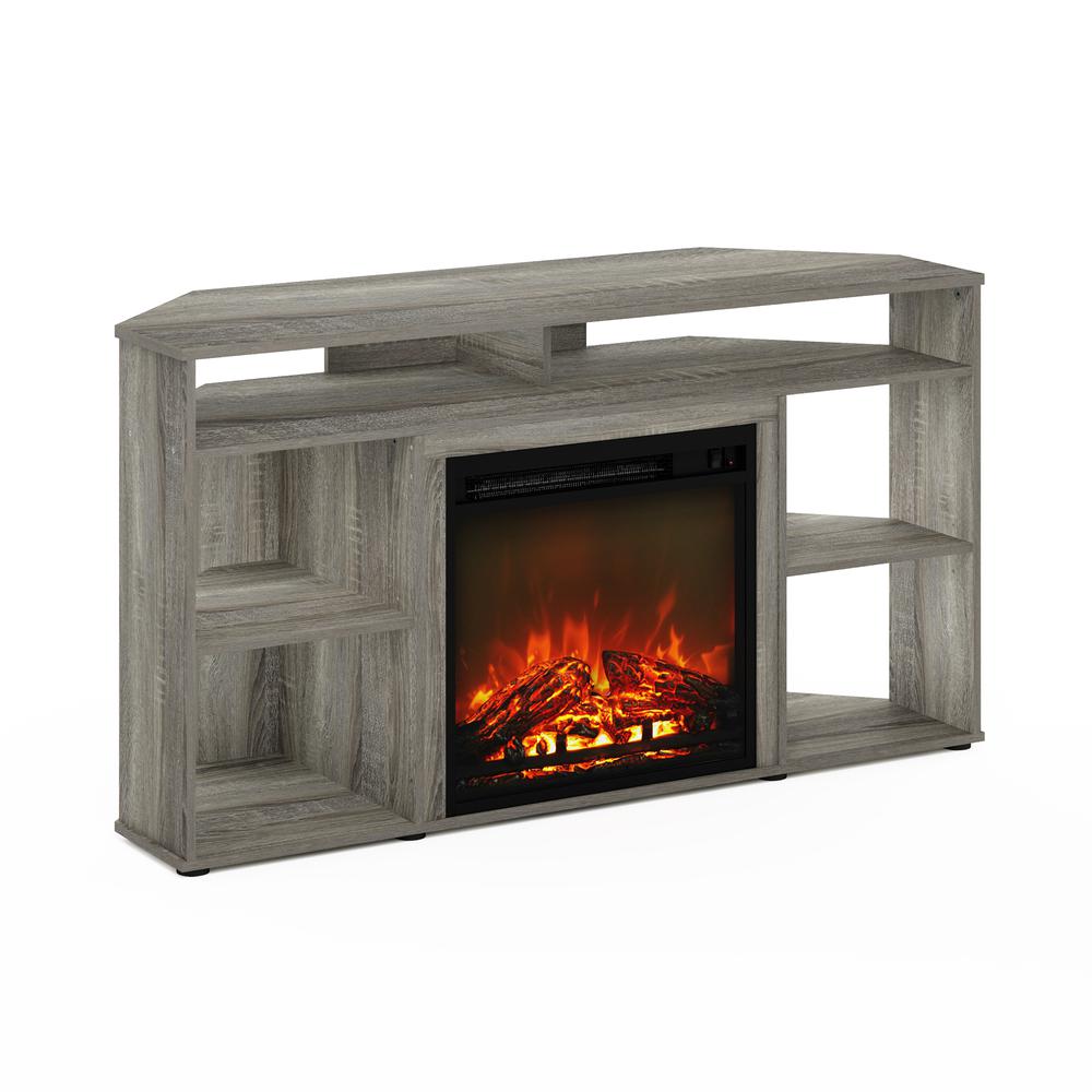 Furinno Jensen Electric Corner TV Stand with Fireplace, Fits 55'' TV ...