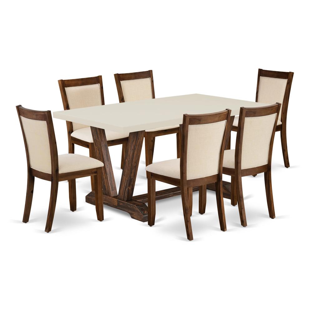 East West Furniture 7-Pc Dining Table Set - A Dining Table with Linen ...