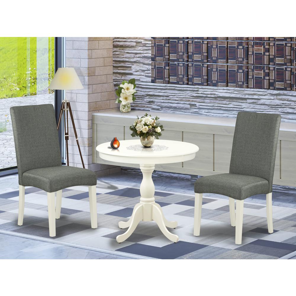 East West Furniture AMDR3-LWH-07 3 Piece Kitchen Table Set Consists of ...