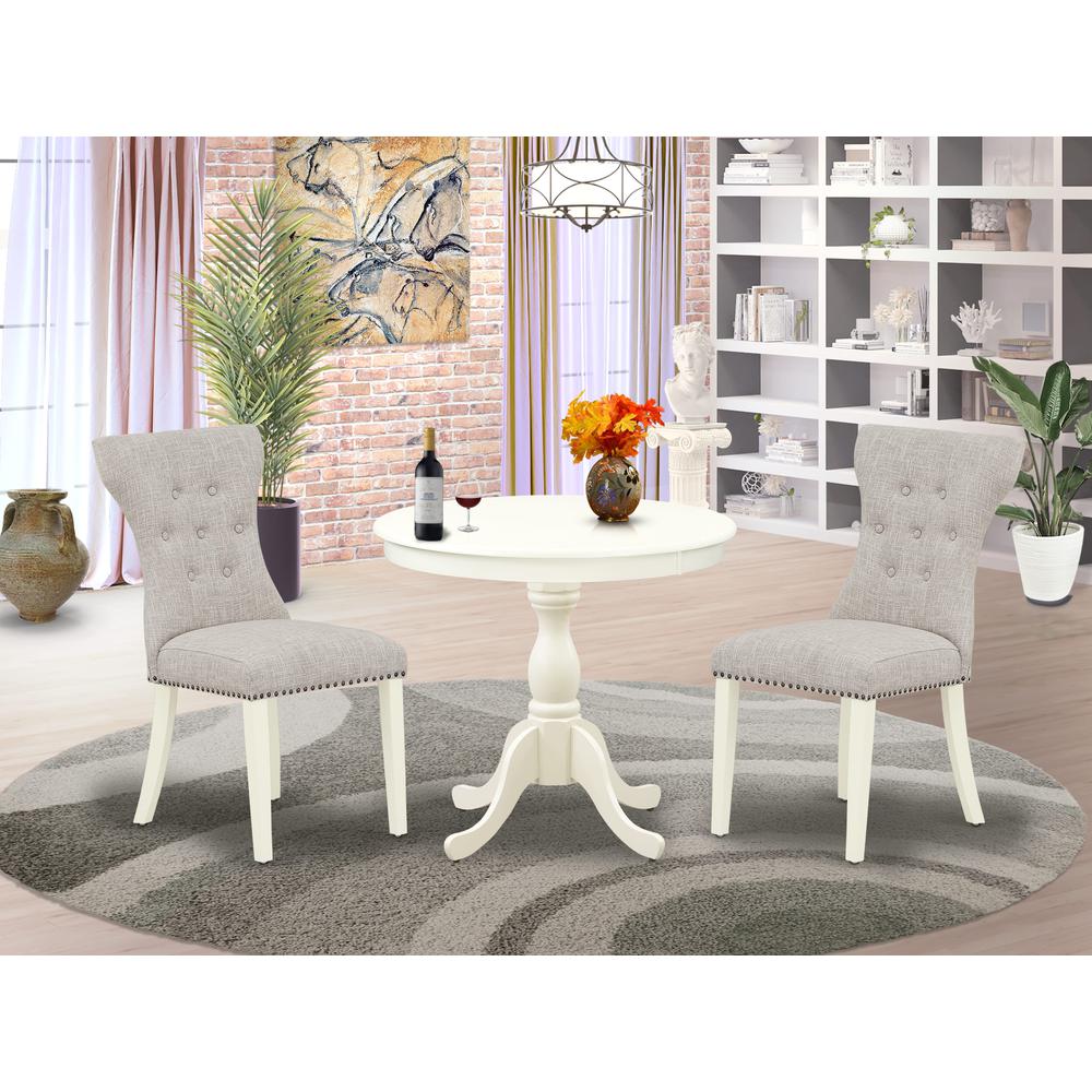 East West Furniture Antique 3-piece Wood Table and Dining Chairs in ...