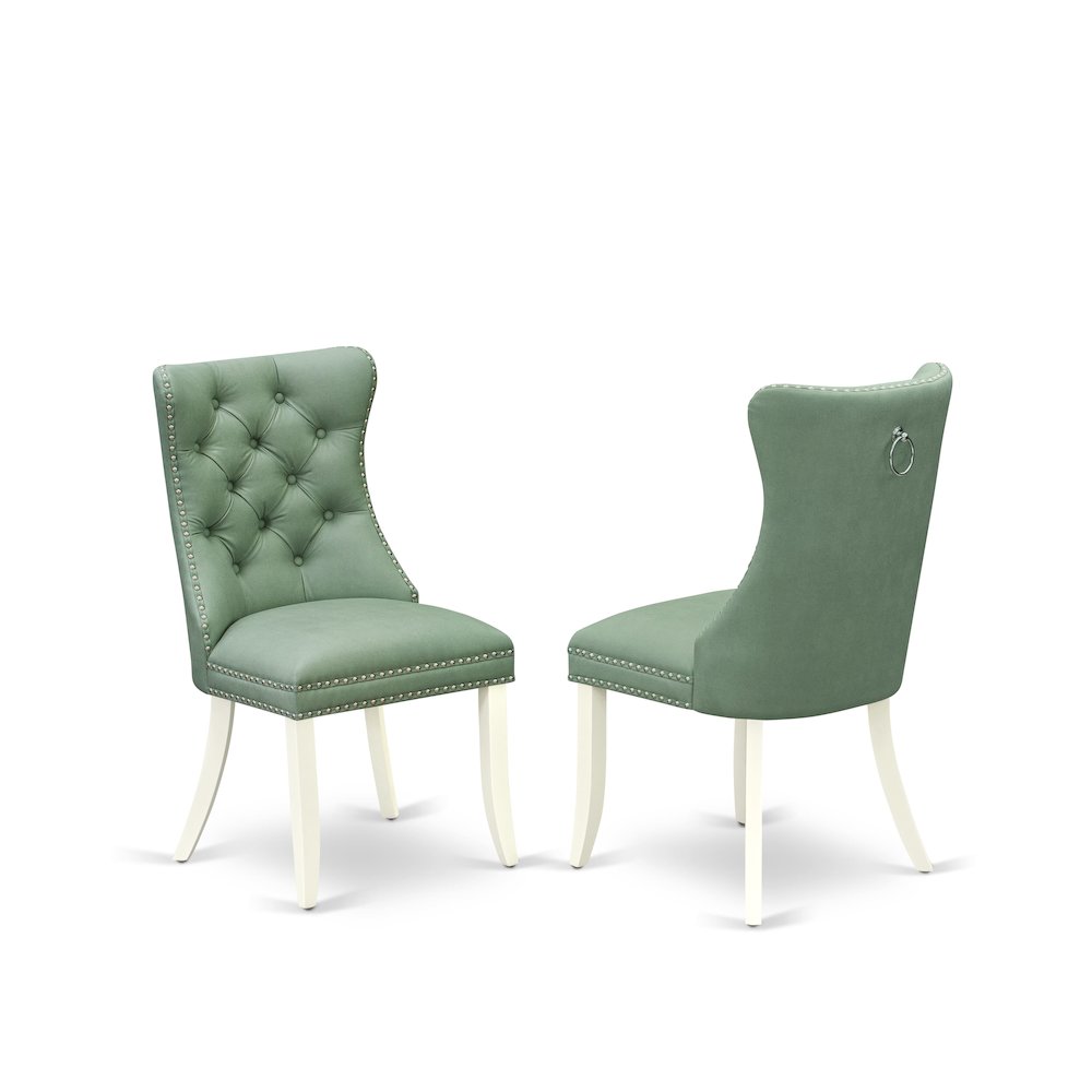 East West Furniture Parson Kitchen Chairs - Willow Green faux leather ...