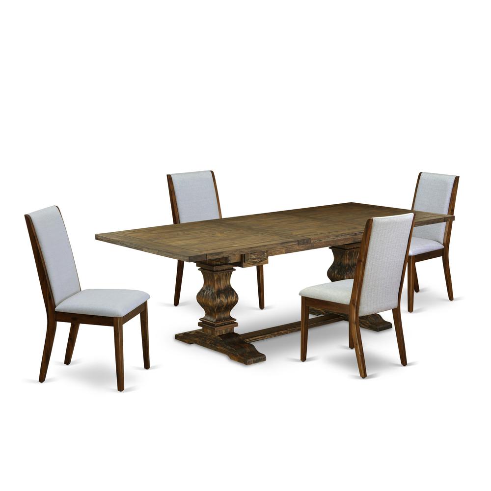 East West Furniture Table Top- Table Pedestal Parson Chairs, LALA5-78 ...