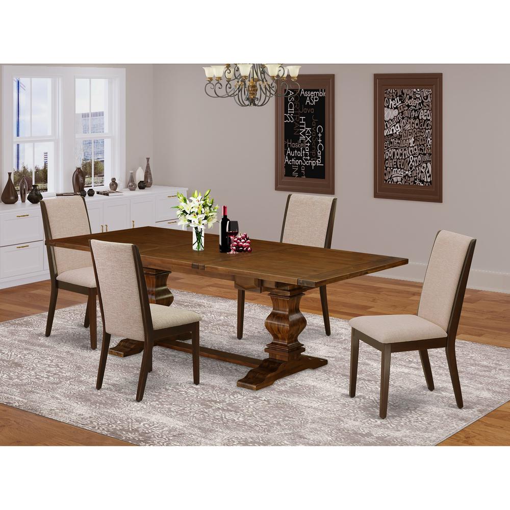 East West Furniture Table Top- Table Pedestal Parson Chairs, LALA5-83 ...