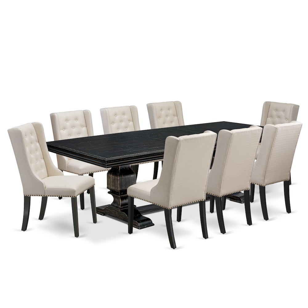 Luxe by East West Furniture 9 piece dining set a dinner table & 8 Linen ...