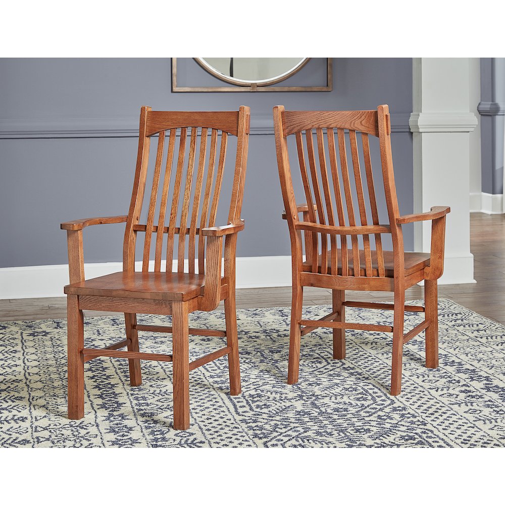 A-America Laurelhurst Natural Wood Slat Back Dining Arm Chair - Curved ...