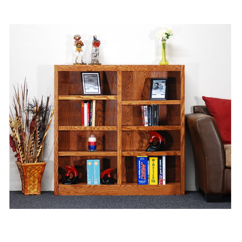 Concepts in Wood 8 Shelf Double Wide Wood Bookcase, 48 inch Tall - Oak ...