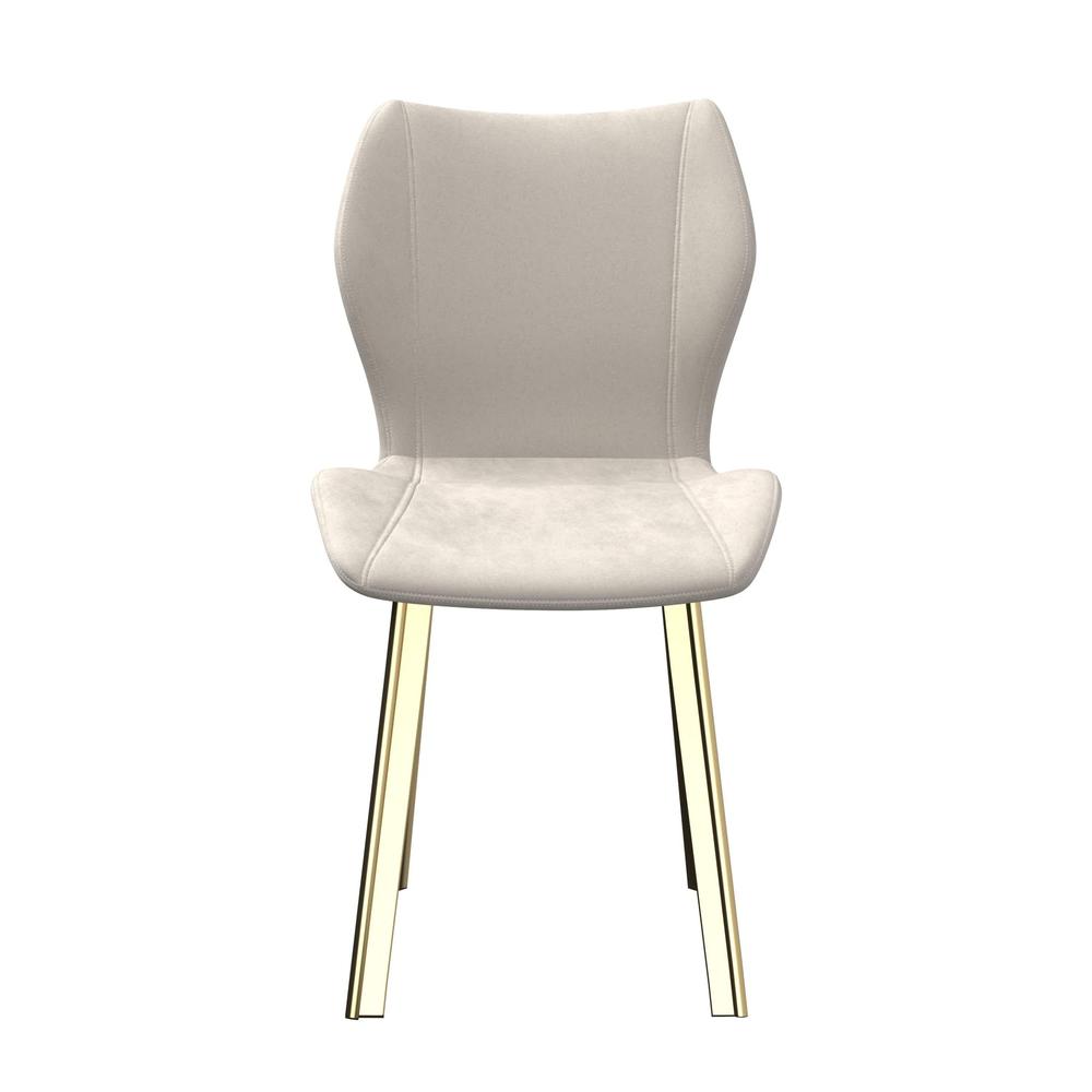 C.I.I. Modern Design Cream Velvet Dining Chairs with Gold Legs, Set of ...