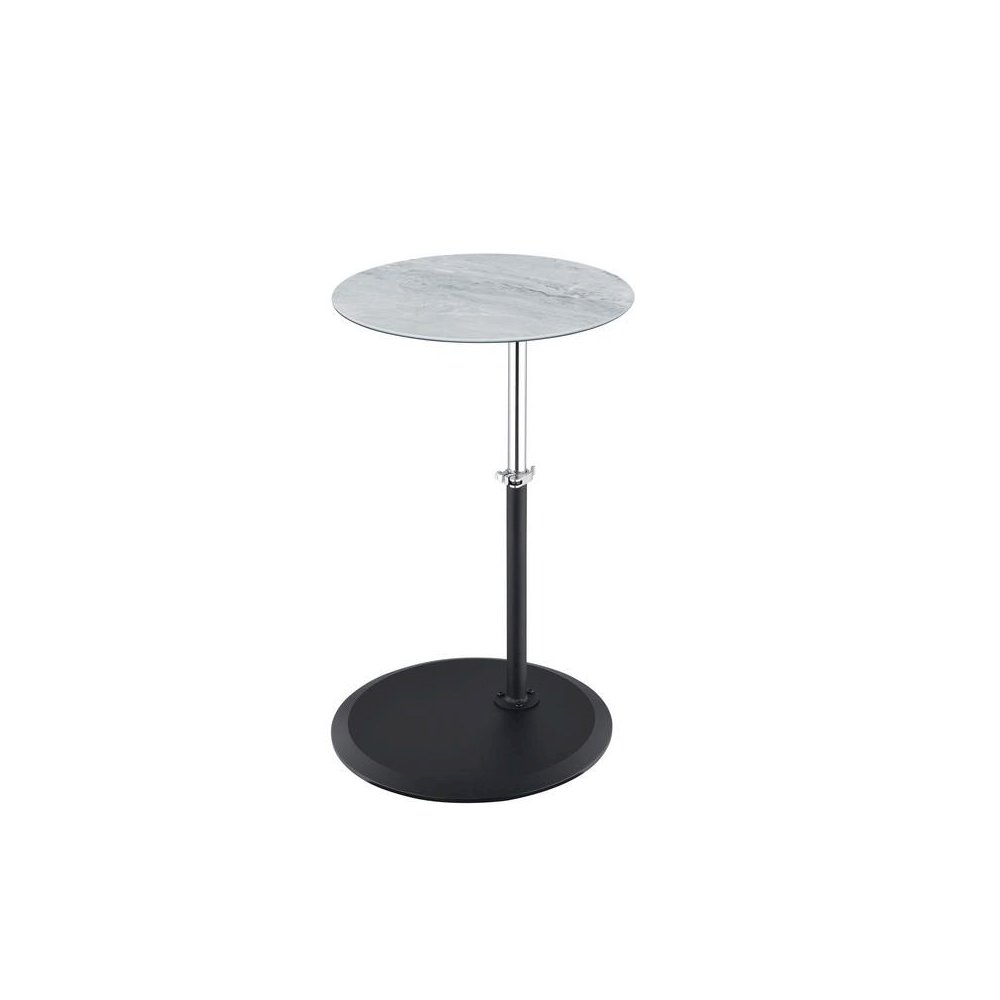 Orbit End Table with Height Adjustable Gray Marble Textured Glass Top ...