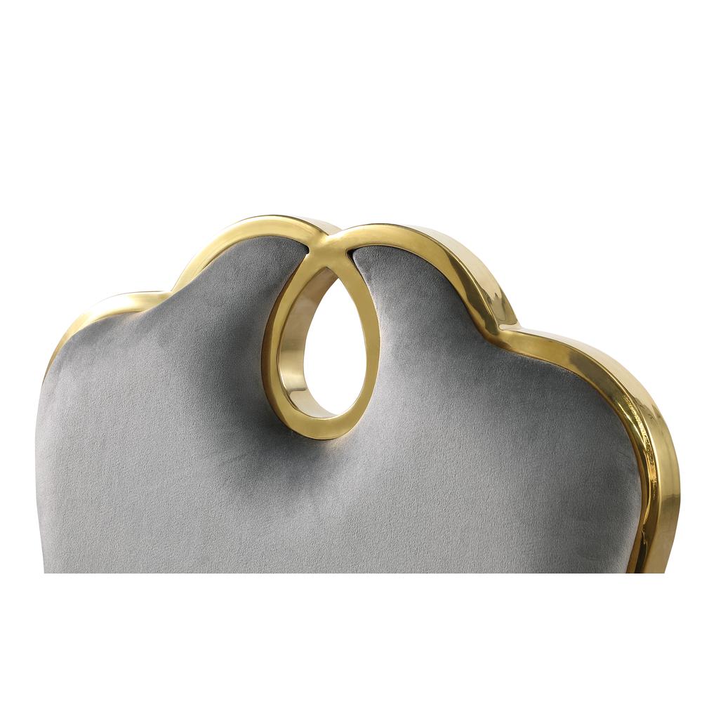 Best Master Lexim Velvet Upholstered Dining Chair in Gray/Gold (Set of ...