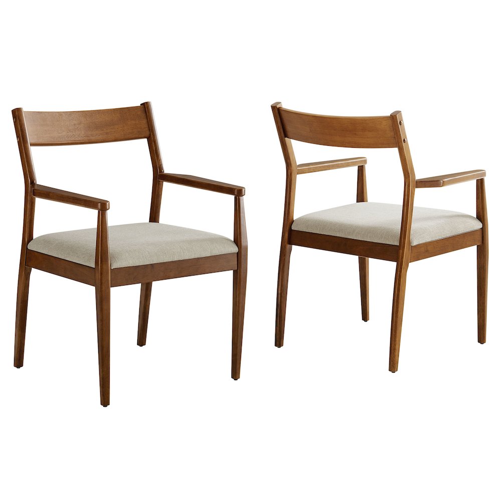 Modway Solara Fabric Wood Dining ArmchairsSet of 2 in Walnut Heathered ...