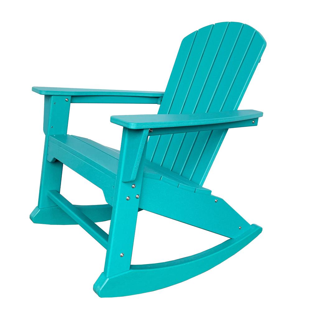 HomeRoots 486109 38 in. Blue Heavy Duty Plastic Rocking Chair - Walmart.com