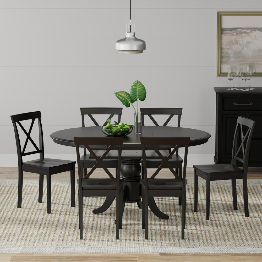 7-PC - Oval Butterfly Leaf Dining Table + X-Back Dining Chairs Dining ...